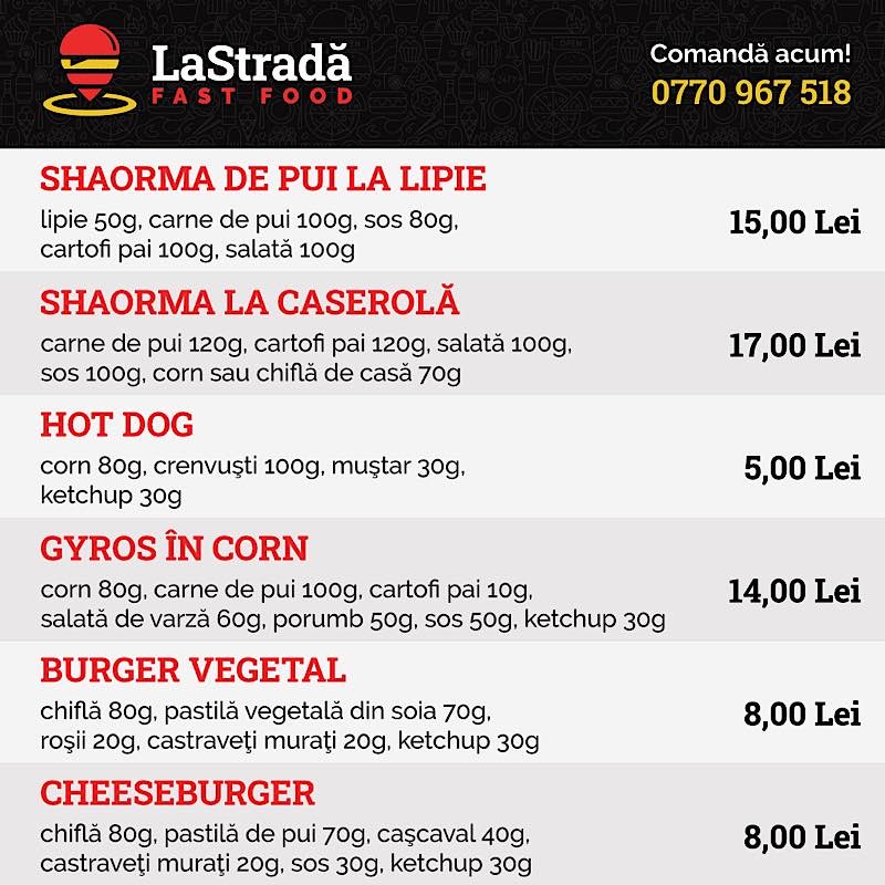 Fast-food "LaStrada" face livrări la domiciliu. Vezi noul meniu ...
