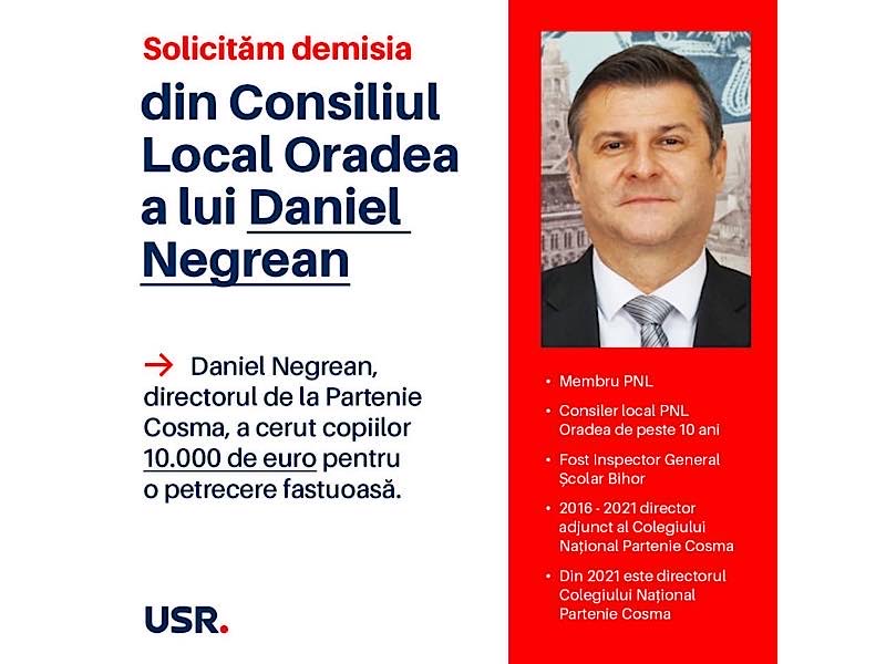 USR Oradea cere cercetarea disciplinară a lui Daniel Negrean și demisia ...